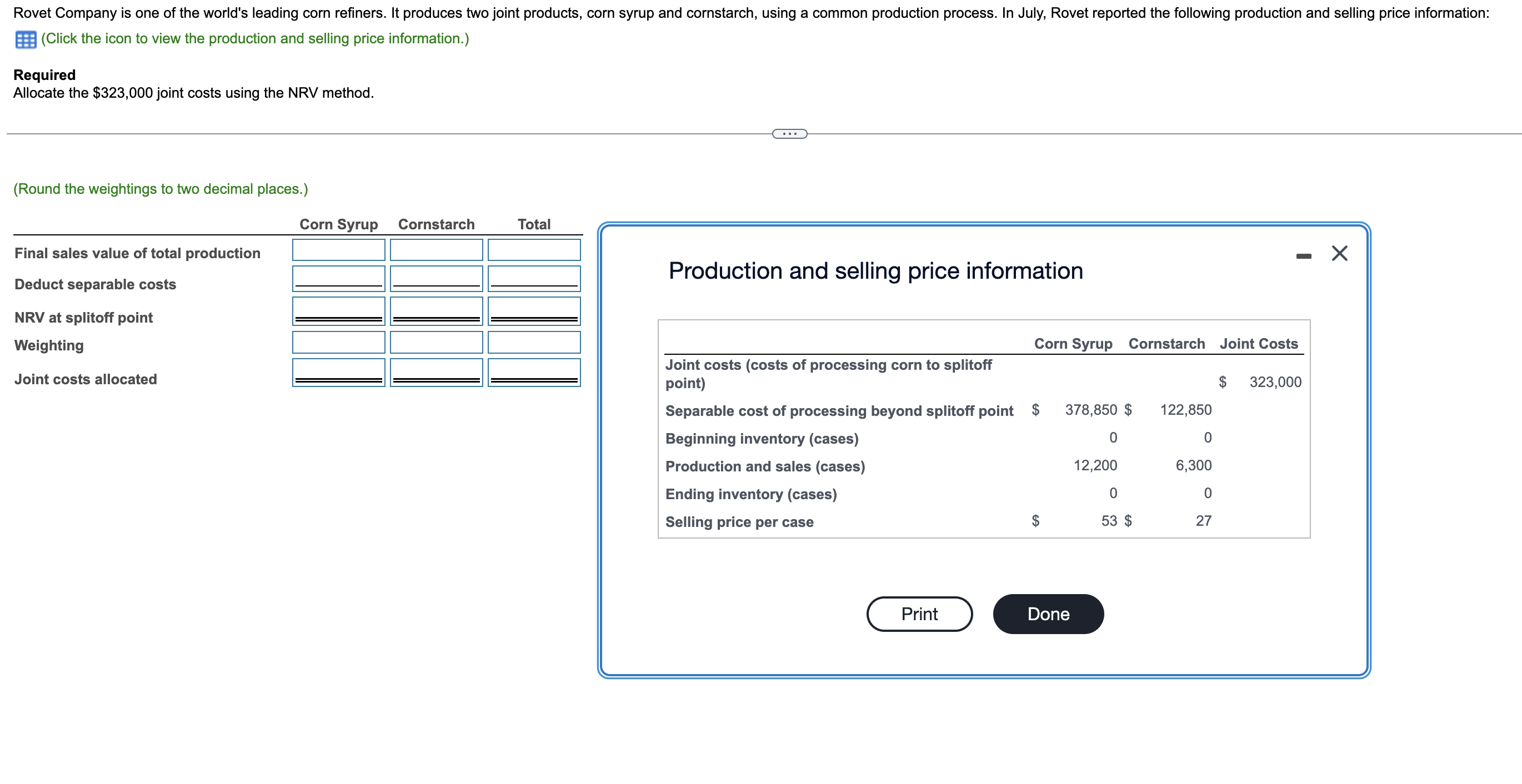 Solved 贯 (Click the icon to view the production and selling | Chegg.com
