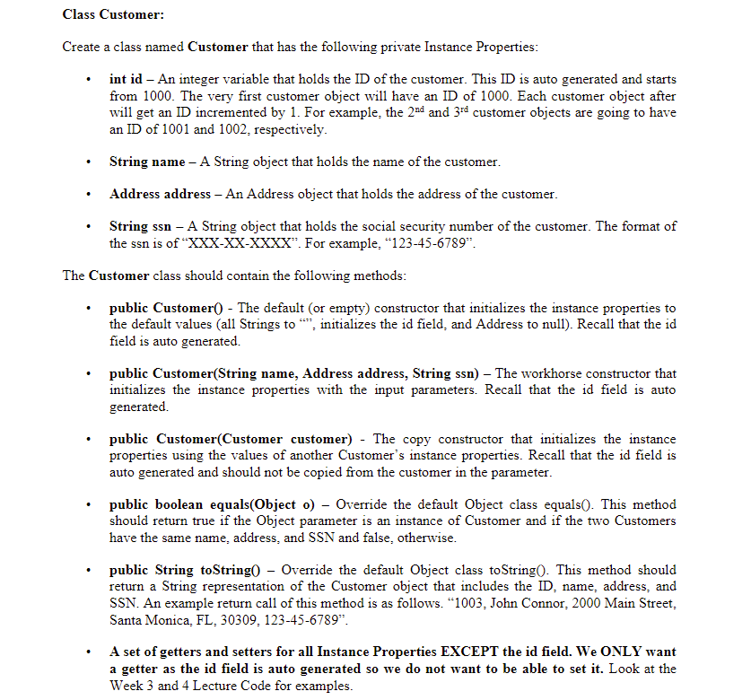 Solved Class Customer: Create a class named Customer that | Chegg.com