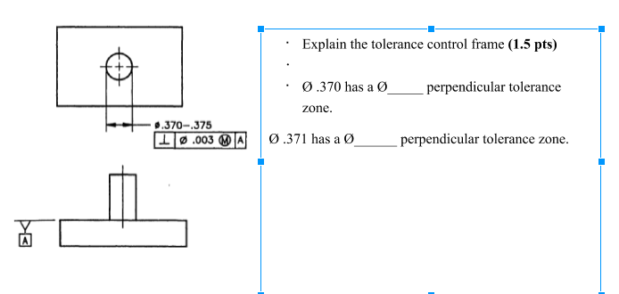Solved Explain the tolerance control frame (1.5 pts) 0.370 | Chegg.com