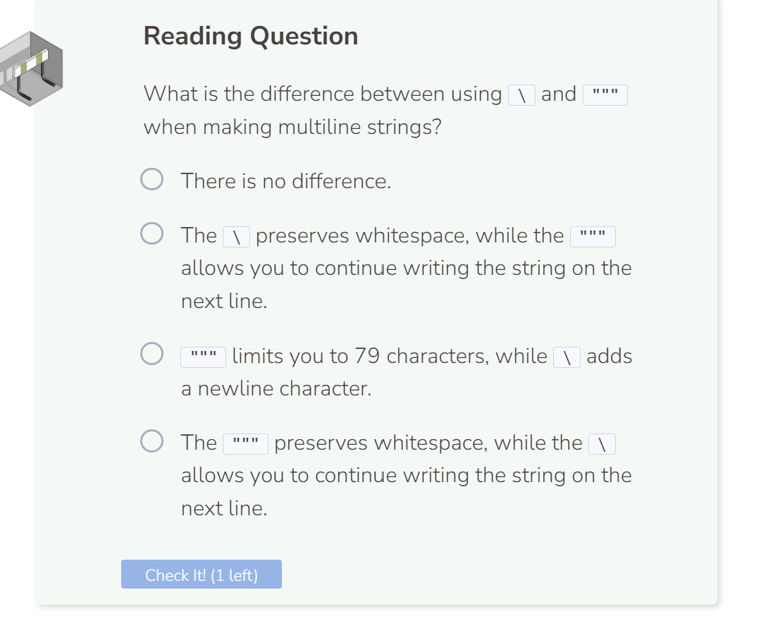 Solved Reading Question What is the difference between using | Chegg.com