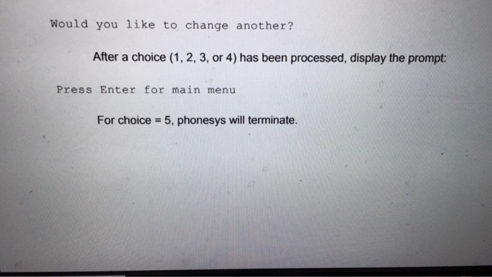 Solved Write A Shell Script System Called Phonesys That Will 2698