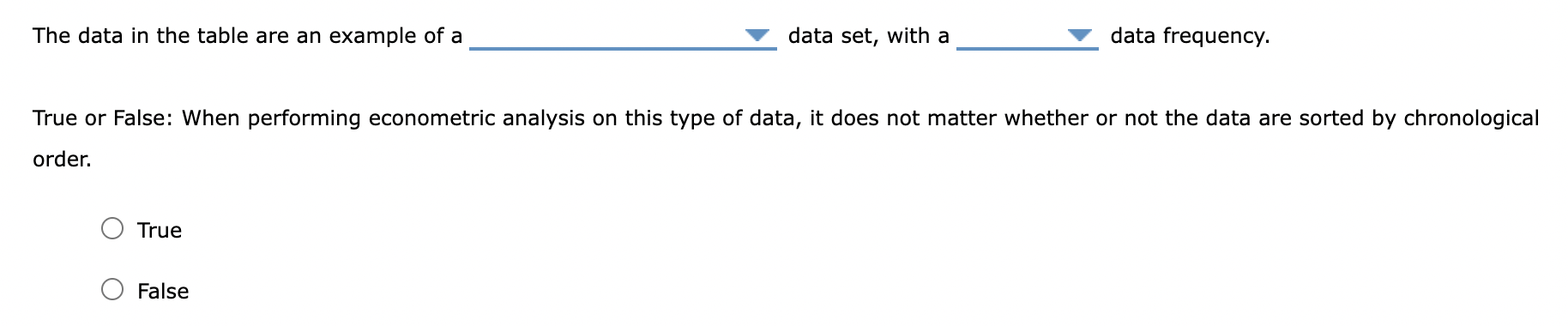 Solved The data in the table are an example of a data set, | Chegg.com