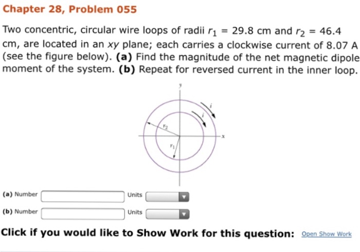 Solved Two concentric, circular wire loops of radii r_1 = | Chegg.com