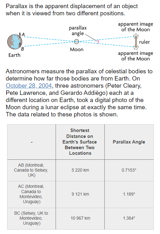 Solved Parallax is the apparent displacement of an object | Chegg.com