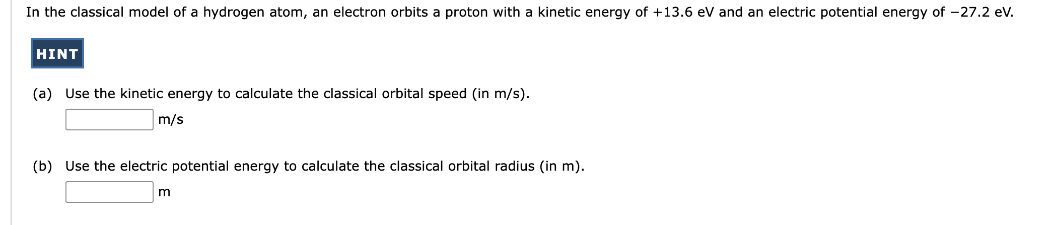 Solved A proton is located at the origin, and a second | Chegg.com