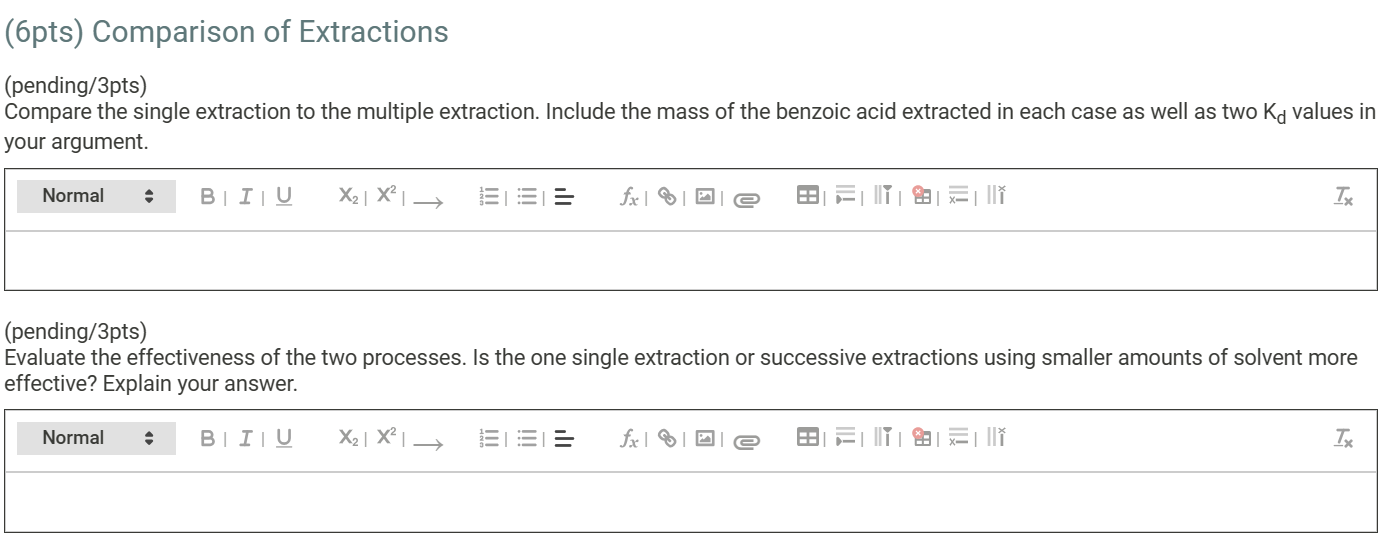 Initial solution and extracting solvent data | Chegg.com