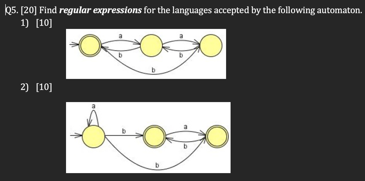 Solved 105. [20] Find regular expressions for the languages | Chegg.com