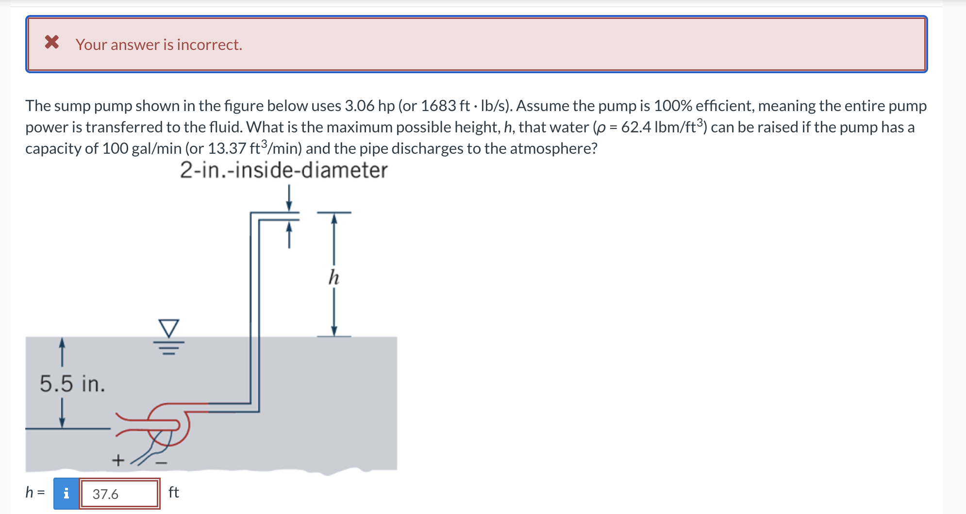 Solved by an EXPERT 1683ft*l(b)/(s) 100% ﻿efficient, meaning the entire | Chegg.com