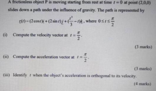Solved A frictionless object P is moving starting from rest | Chegg.com