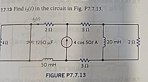 Solved 7.7.13 Find i2(t) in the circuit in Fig. P7.7.13. | Chegg.com