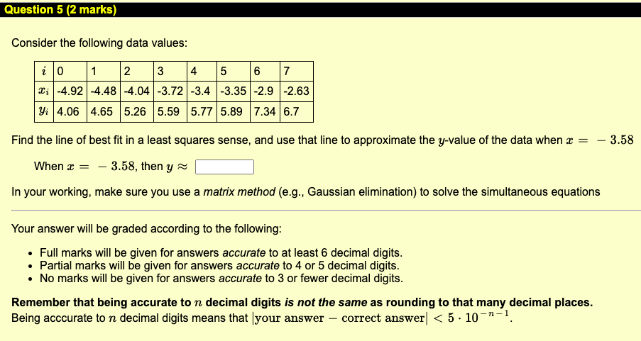 Solved Consider the following data values: Find the line of | Chegg.com