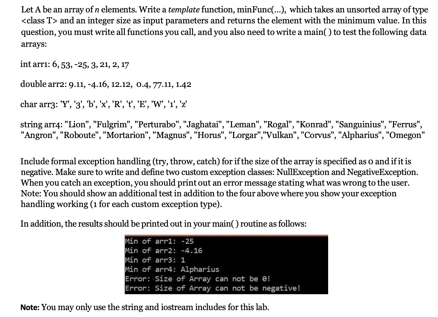 Solved Let A be an array of n elements. Write a template | Chegg.com