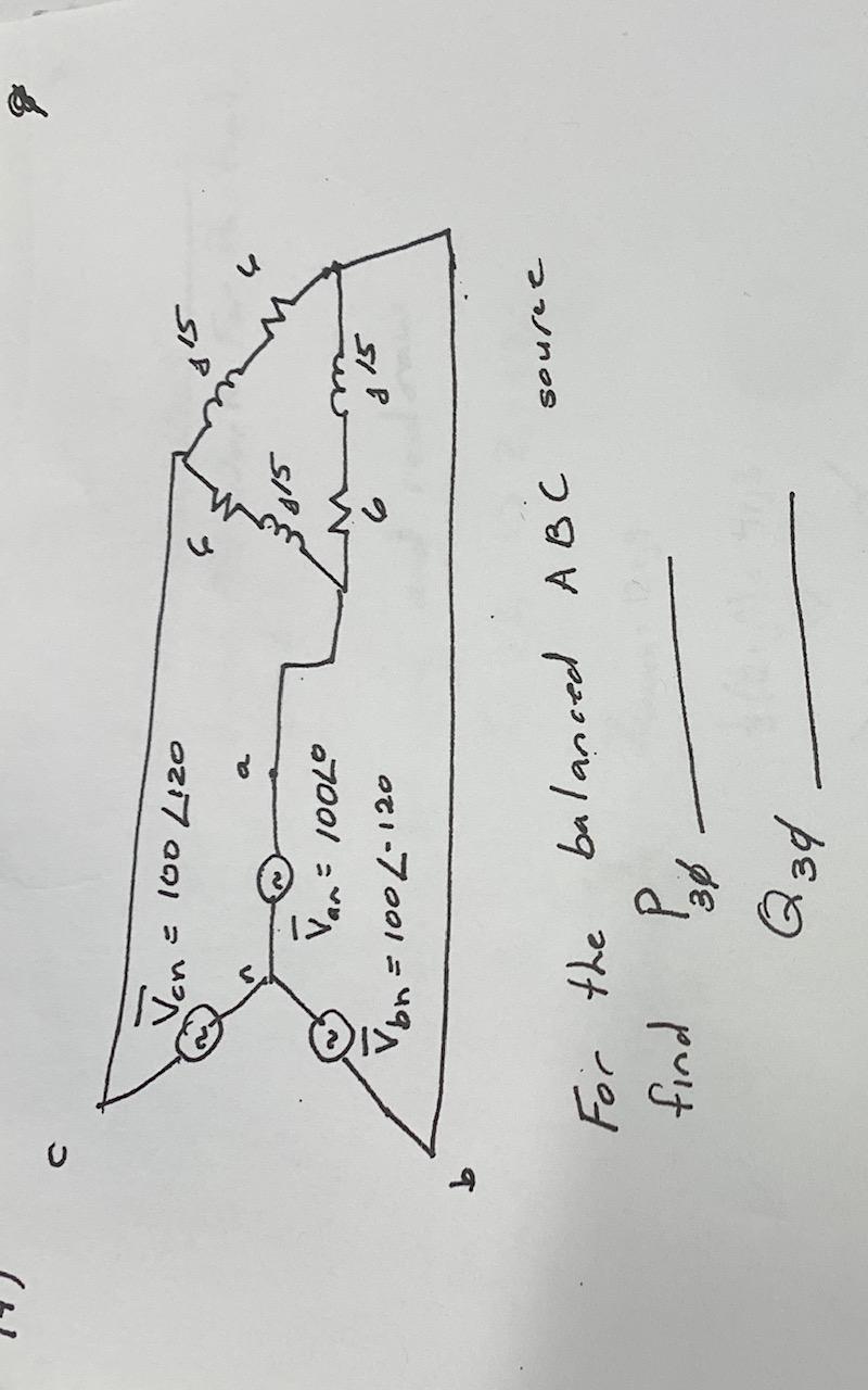 Solved For the balanced ABC souree find P3ϕ Q3ϕ | Chegg.com
