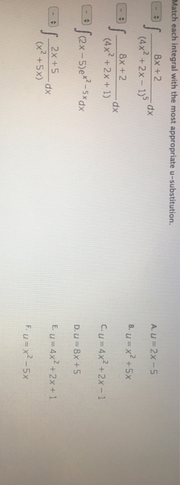 Solved Match each integral with the most appropriate | Chegg.com