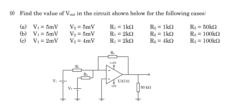 Solved 9) Find the value of Vout in the circuit shown below | Chegg.com