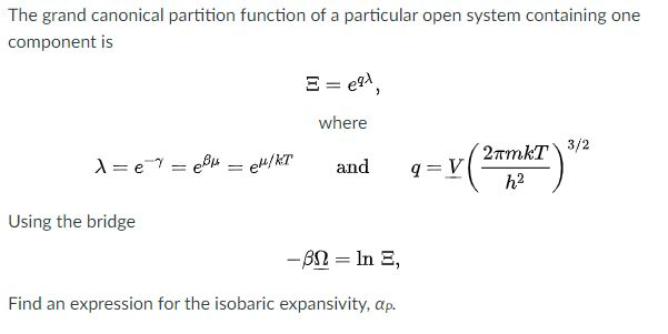 Solved The grand canonical partition function of a | Chegg.com