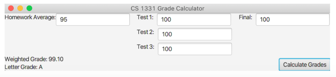 Solved Build a JavaFX application, called GradeCalculator, | Chegg.com