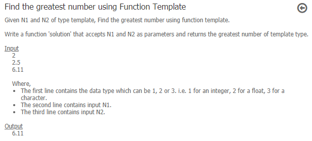 Solved Find the greatest number using Function Template | Chegg.com