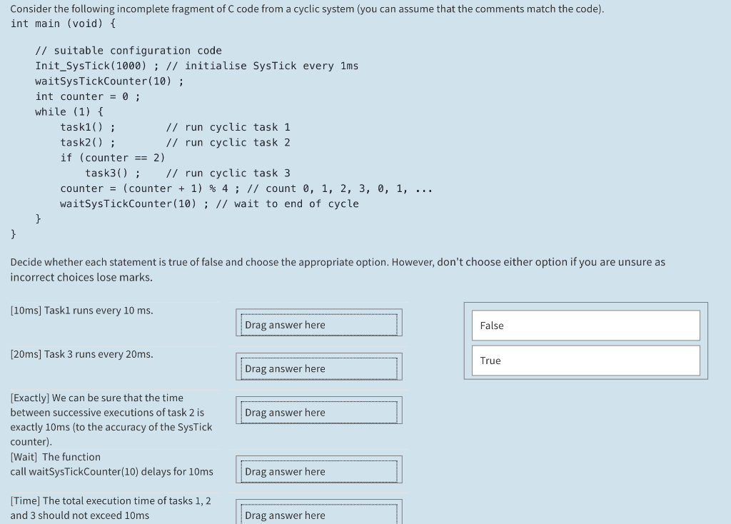 Consider the following incomplete fragment of C code | Chegg.com