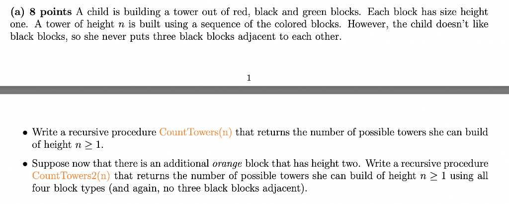 Solved (a) 8 points A child is building a tower out of red, | Chegg.com