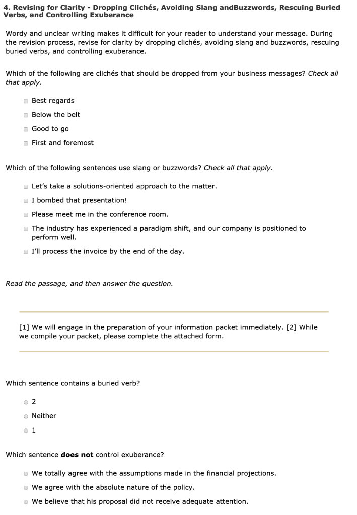 Solved 4. Revising for Clarity- Dropping Clichés, Avoiding | Chegg.com