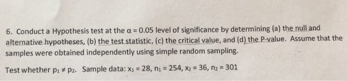 Solved Conduct a Hypothesis test at the alpha = 0.05 level | Chegg.com