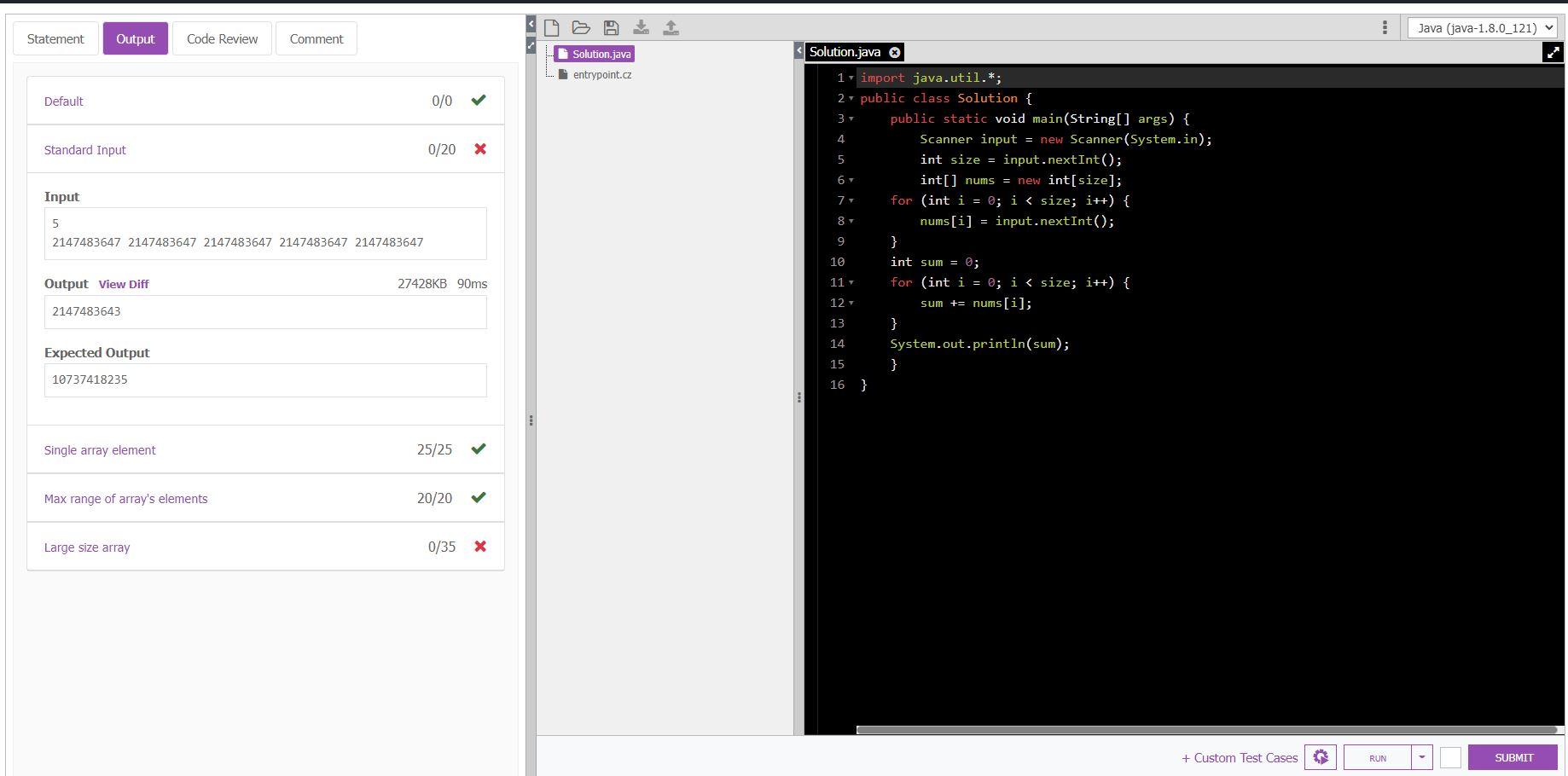 Solved Using Java. This array works to a degree but seems to | Chegg.com