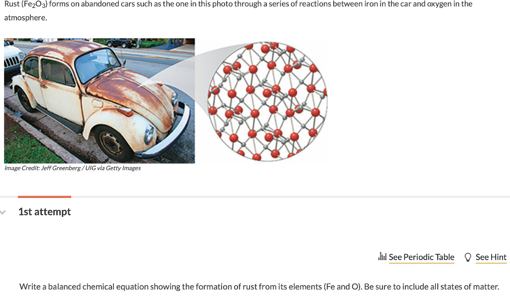 Solved Rust (Fe2O3) forms on abandoned cars such as the one | Chegg.com