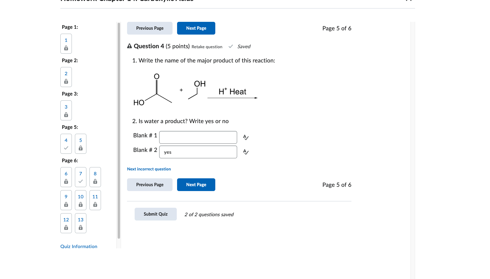 Solved A Question 4 (5 points) Retake question Saved Page | Chegg.com