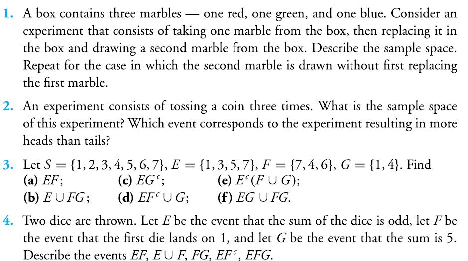 Solved 1. A box contains three marbles - one red, one green, | Chegg.com