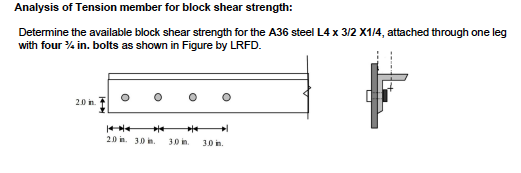 Solved Analysis of Tension member for block shear strength: | Chegg.com