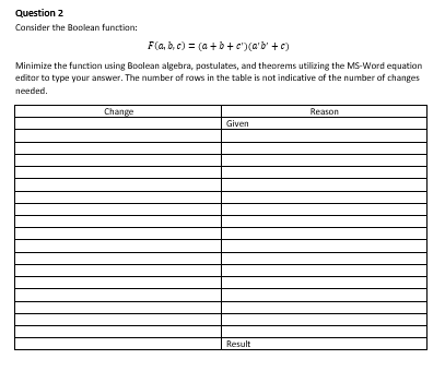 Solved CSC 215 Computer Fundamentals Table of Postulates and | Chegg.com