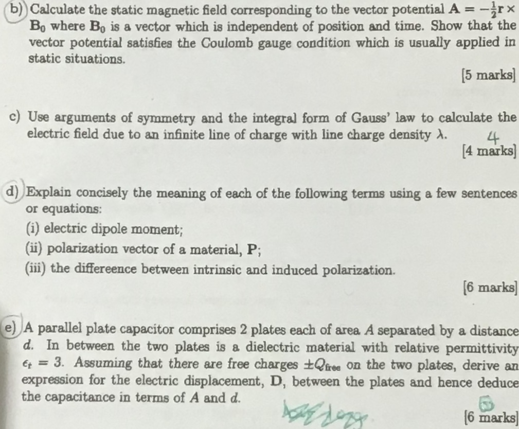 Solved b) Calculate the static magnetic field corresponding | Chegg.com