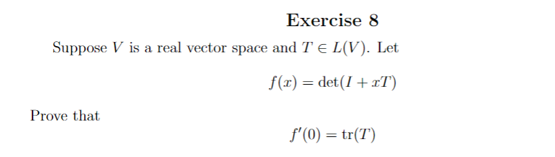 Solved Exercise 8Suppose V ﻿is a real vector space and | Chegg.com