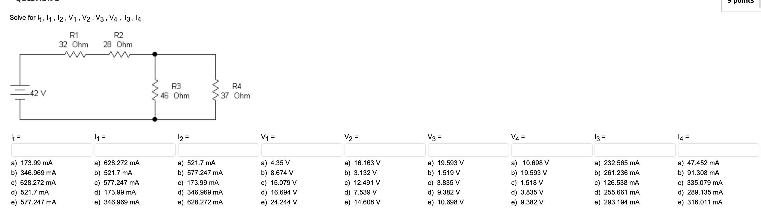 Solved Solve for It,I1,I2,v1,v2,v3,v4,l3,l4 | Chegg.com