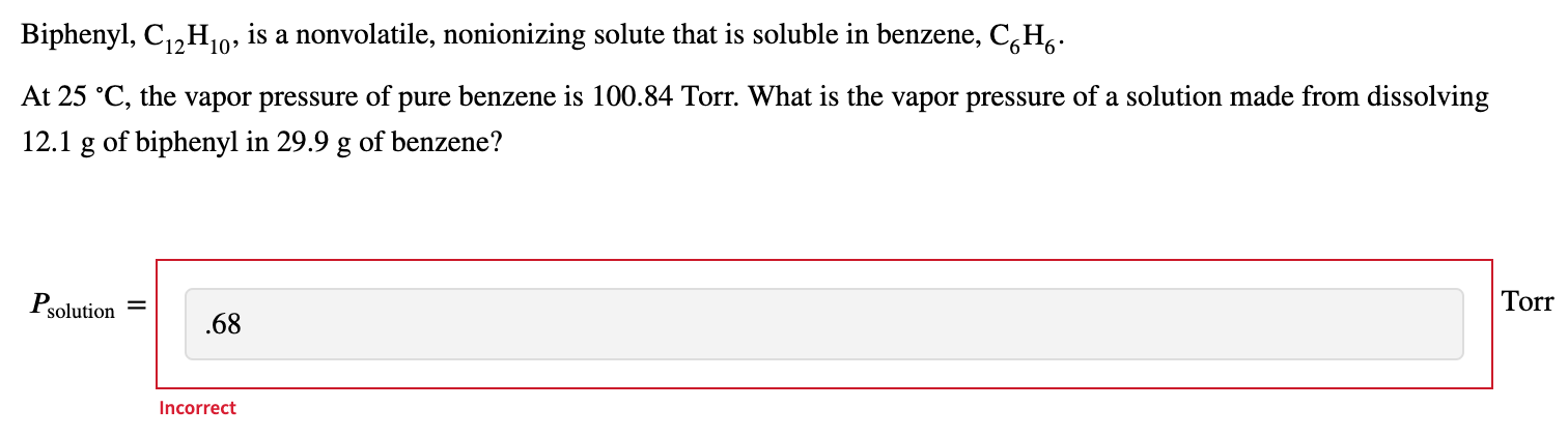 Solved Biphenyl, C12H10, is a nonvolatile, nonionizing | Chegg.com