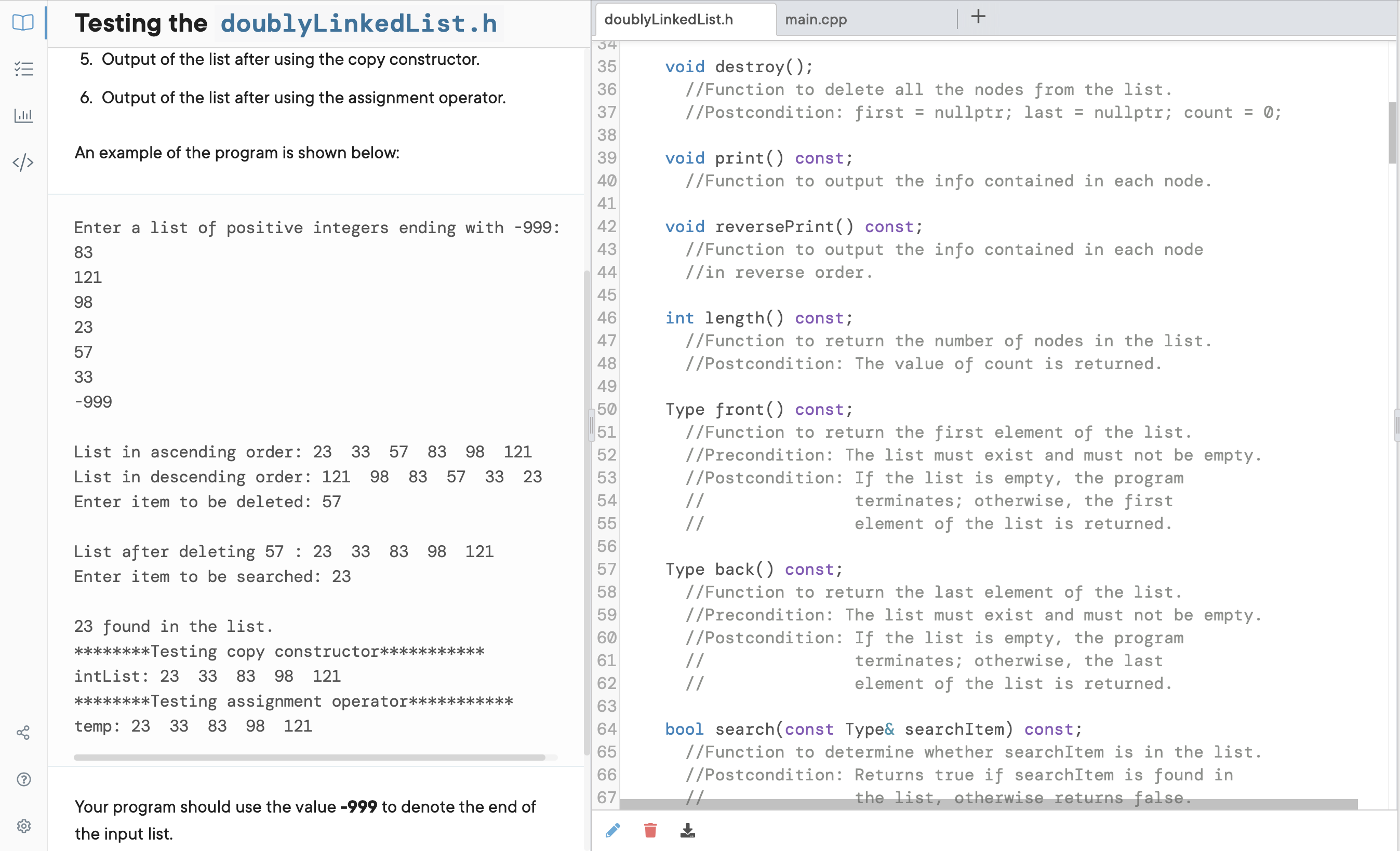 Solved C++: DOUBLYLINKLIST.H #ifndef | Chegg.com