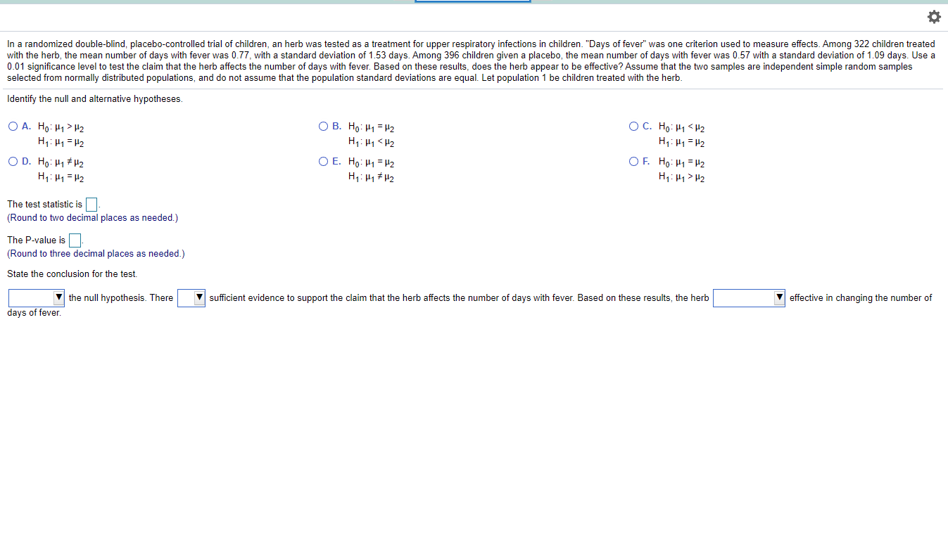 Solved In a randomized double-blind, placebo-controlled | Chegg.com