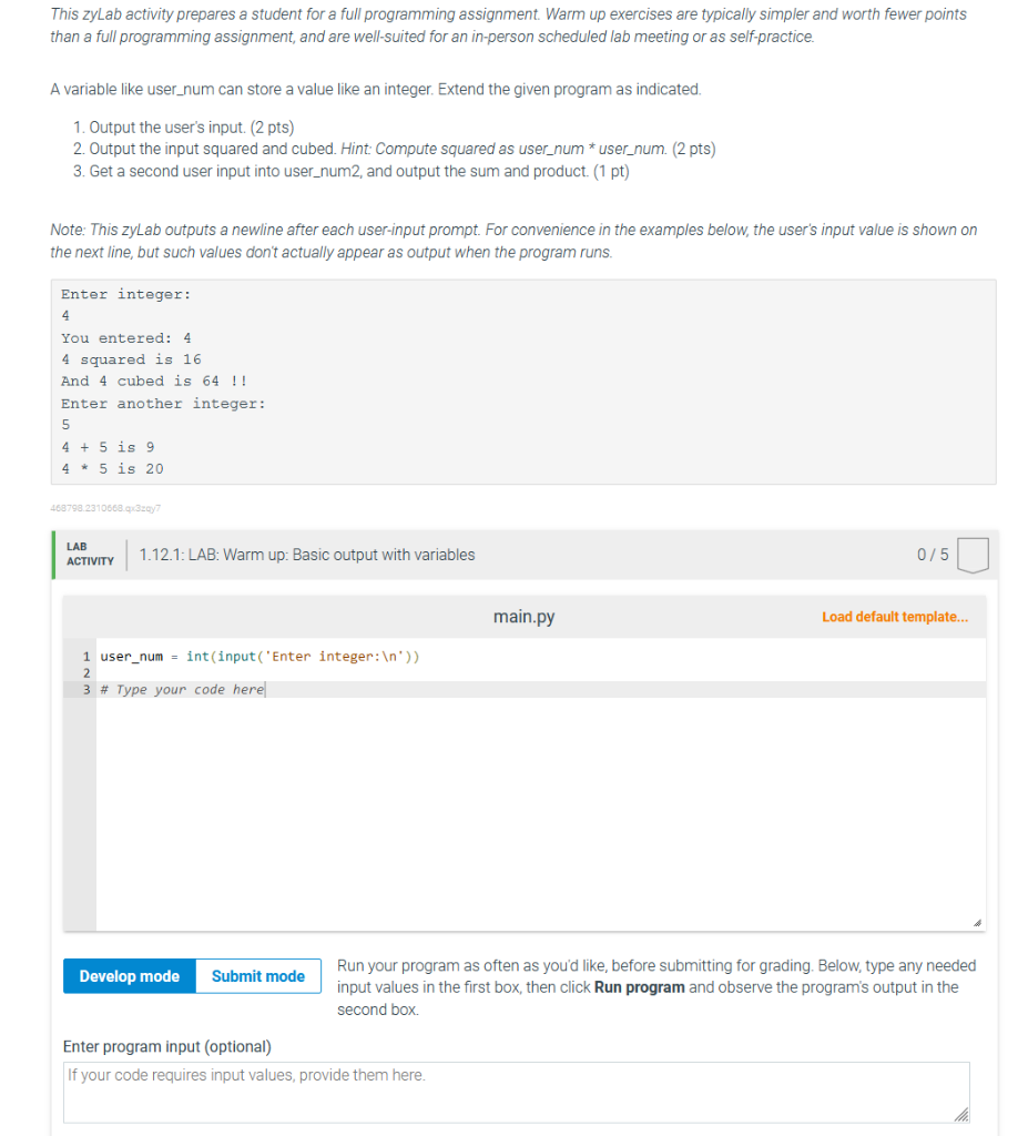 Solved This zyLab activity prepares a student for a full | Chegg.com