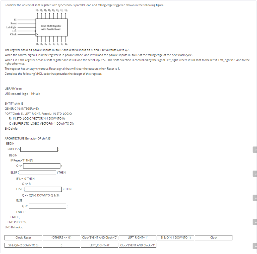 Solved Consider the universal shift register with | Chegg.com