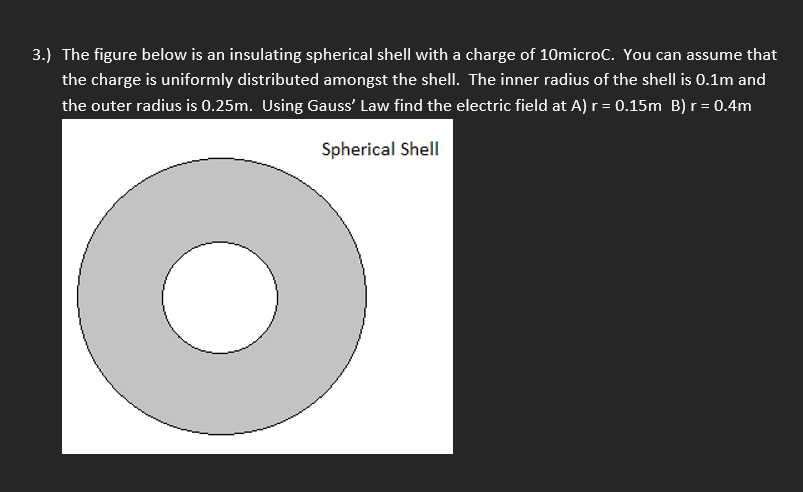Solved The figure below is an insulating spherical shell | Chegg.com