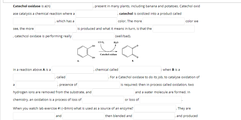 Solved Catechol oxidase is an) present in many plants, | Chegg.com