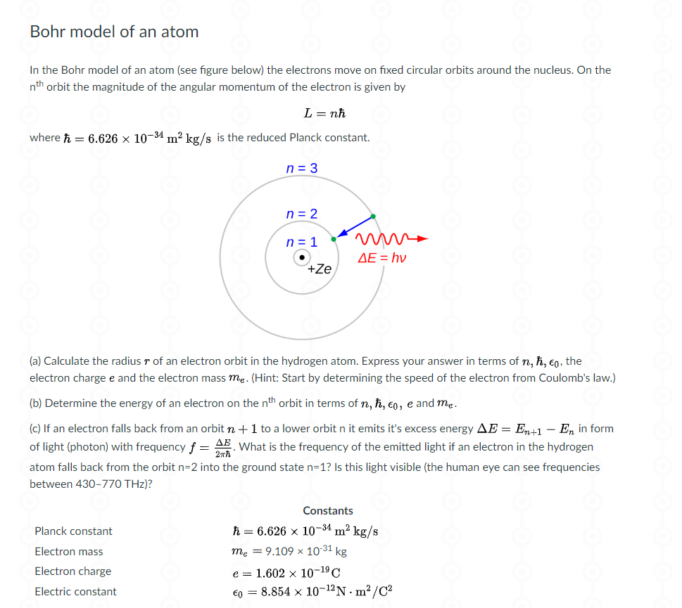 Solved A Calculate The Radius Of An Electron Orbit In The