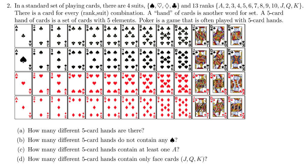 Solved 2. In a standard set of playing cards, there are 4 | Chegg.com