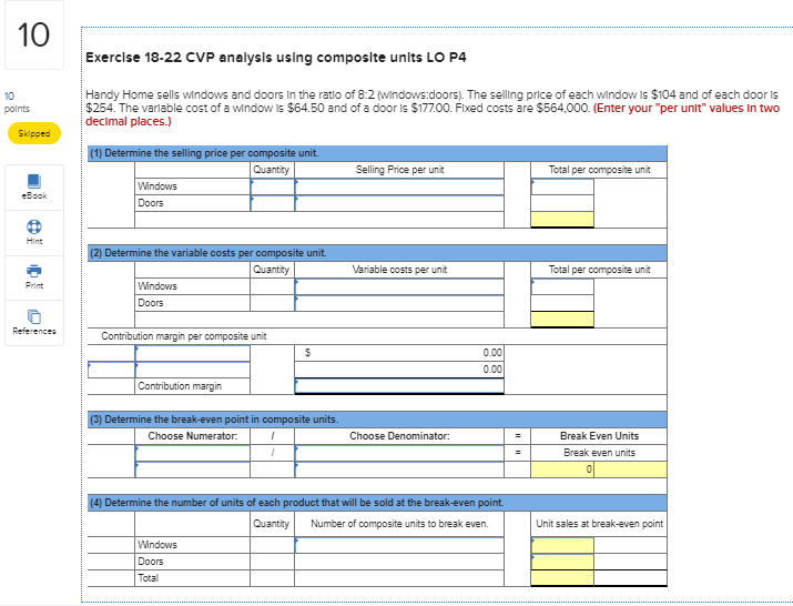 Solved Exercise 18-22 CVP analysis using composite units LO | Chegg.com