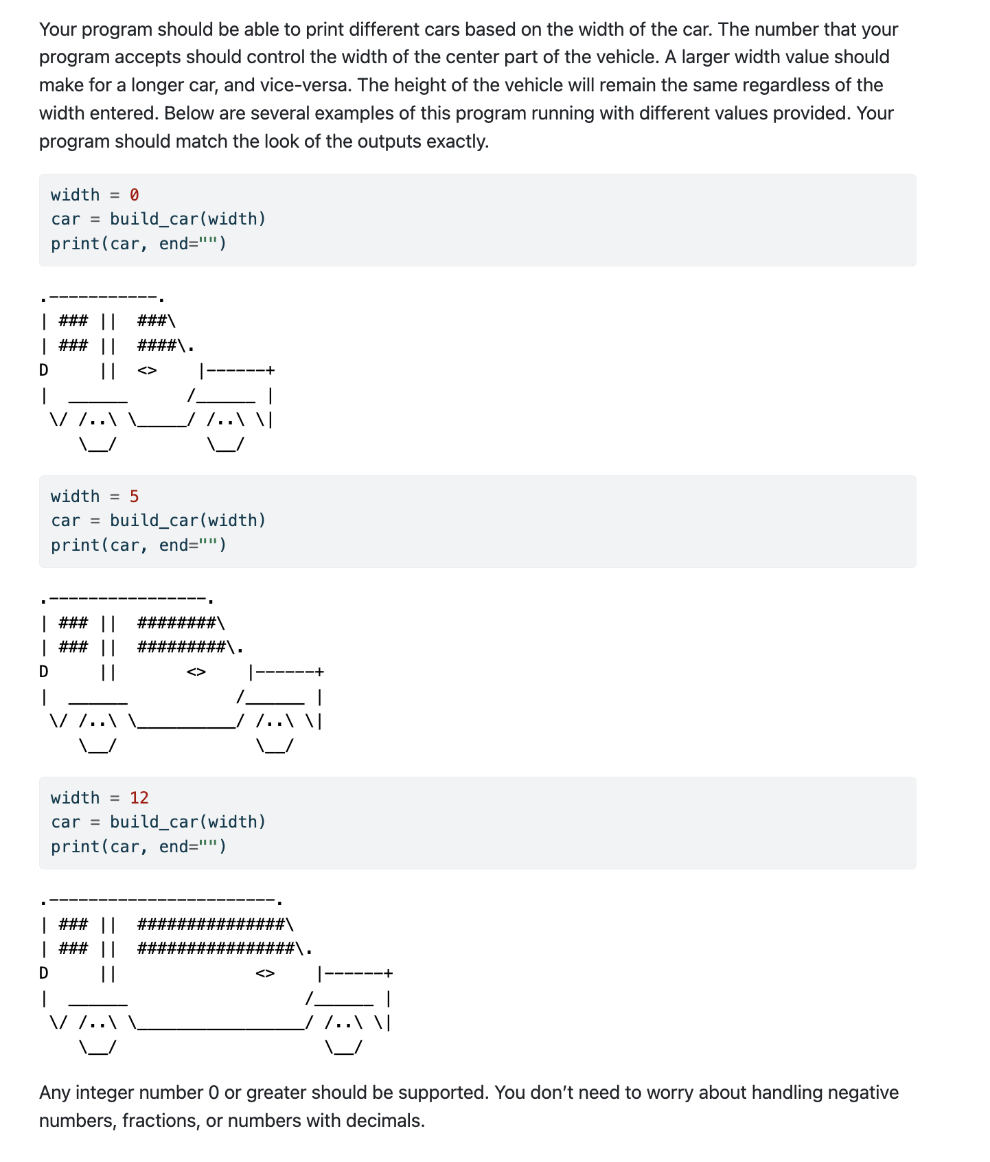 Solved Your program should be able to print different cars | Chegg.com