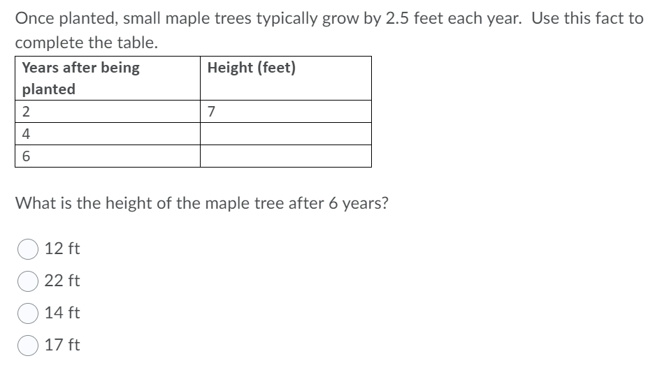 Solved Once planted, small maple trees typically grow by 2.5 | Chegg.com