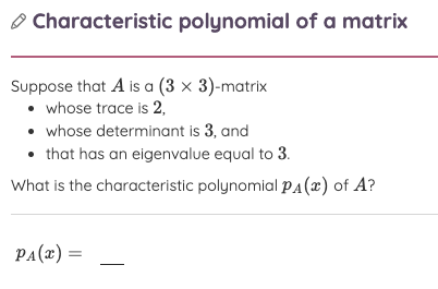 Solved Characteristic polynomial of a matrix Suppose that A | Chegg.com