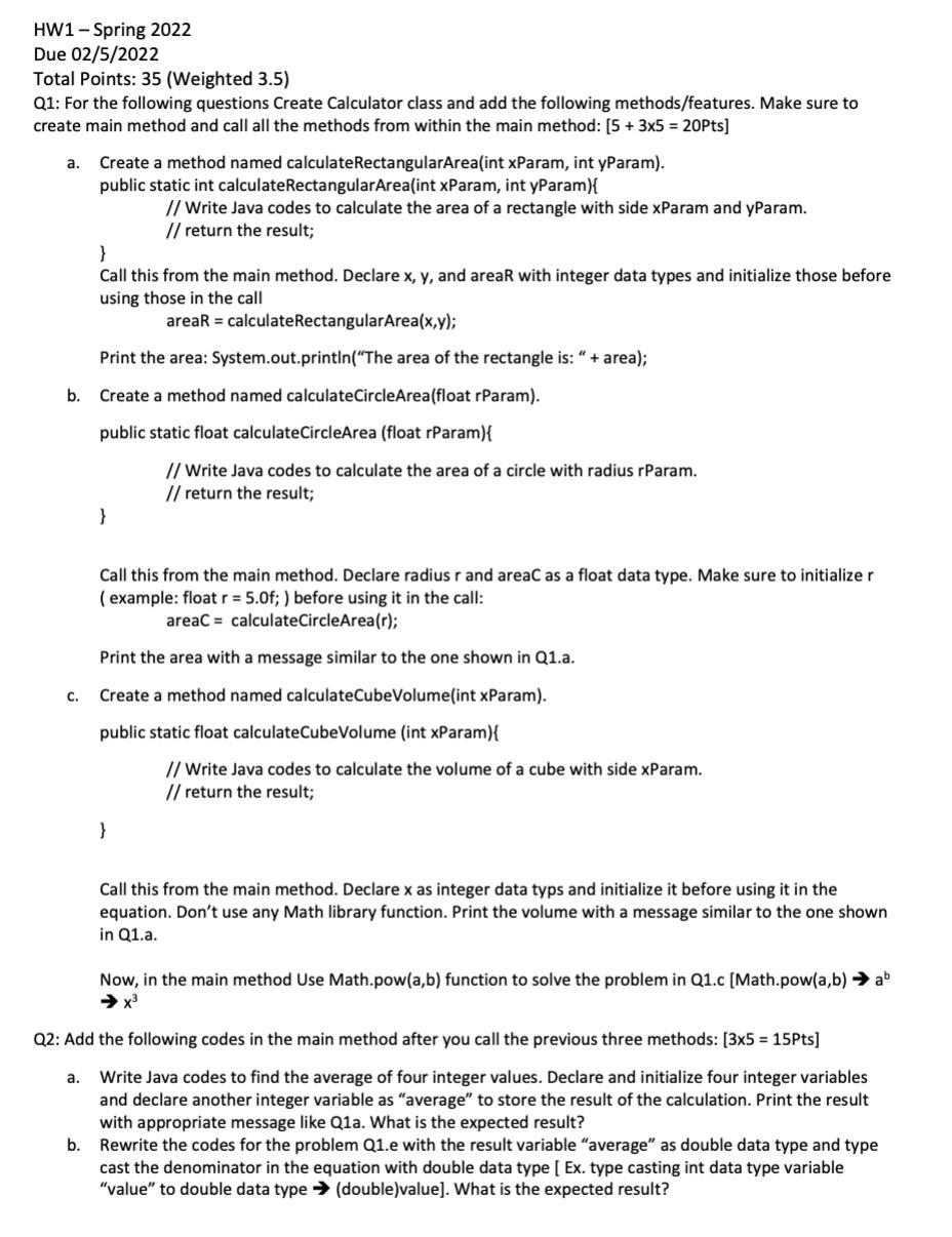 Solved HW1 - Spring 2022 Due 02/5/2022 Total Points: 35 | Chegg.com
