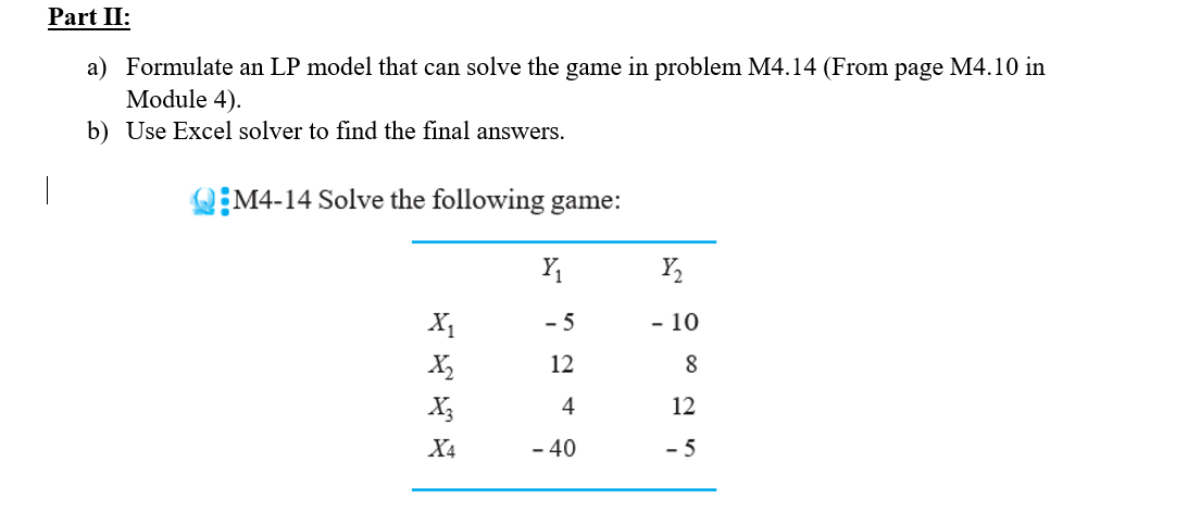 Solved Part II:a) ﻿Formulate an LP model that can solve the | Chegg.com